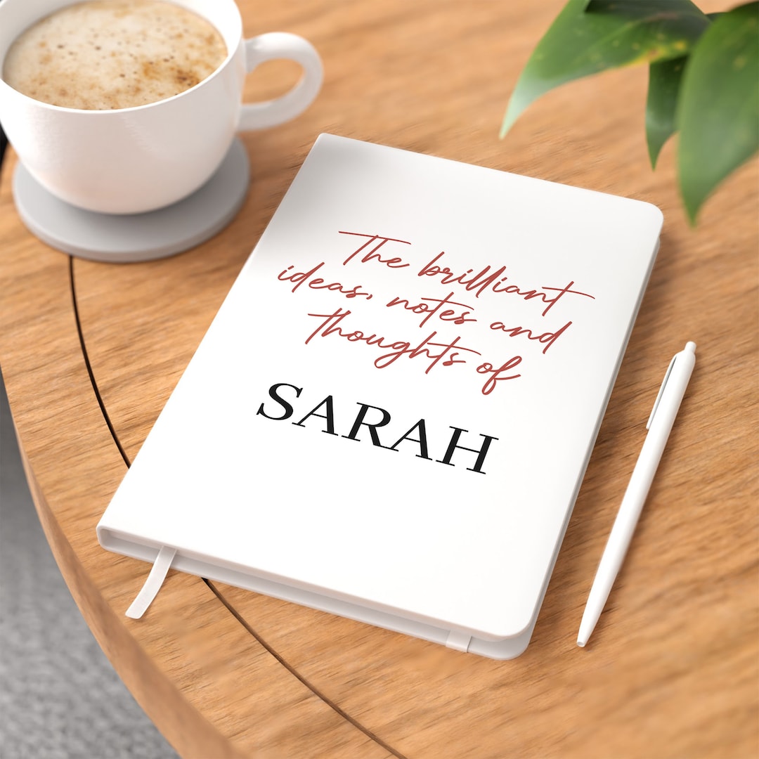 Lined White Notebook - Personalised A5 Notebook With Pen - Custom ...