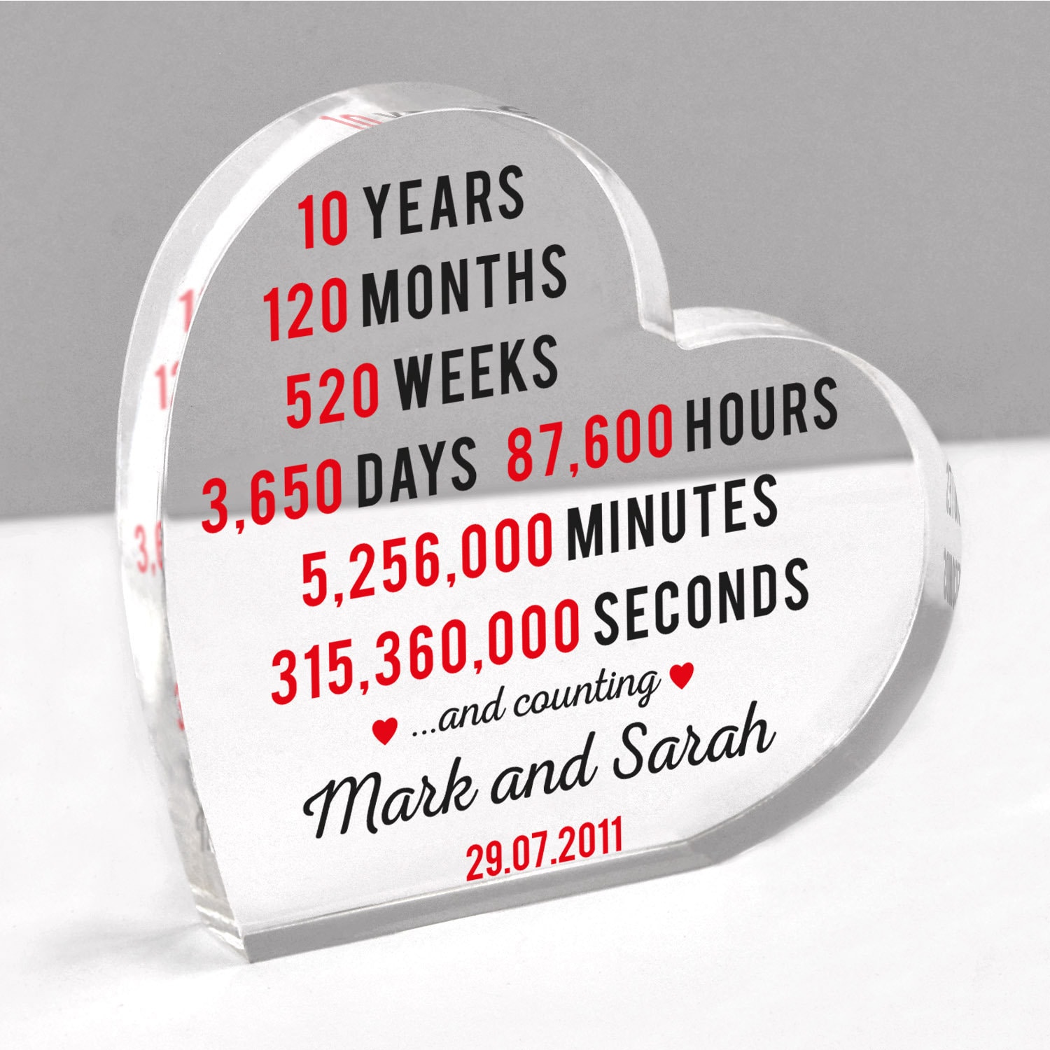 10th Wedding Anniversary Gifts Personalised 10th Anniversary | Etsy