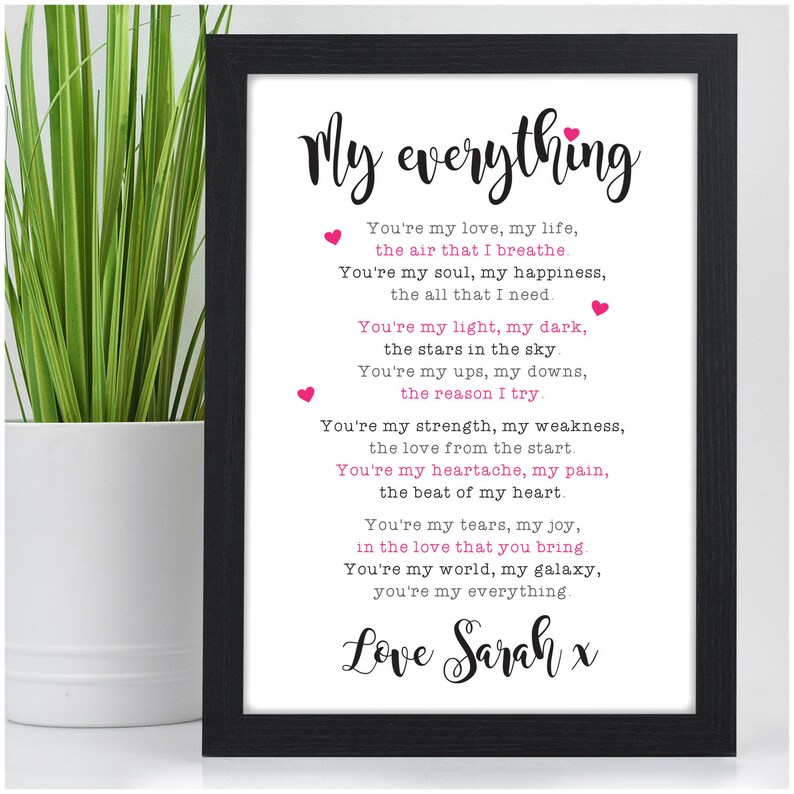 My Everything Love Poem for Couples Personalised Gifts for | Etsy UK