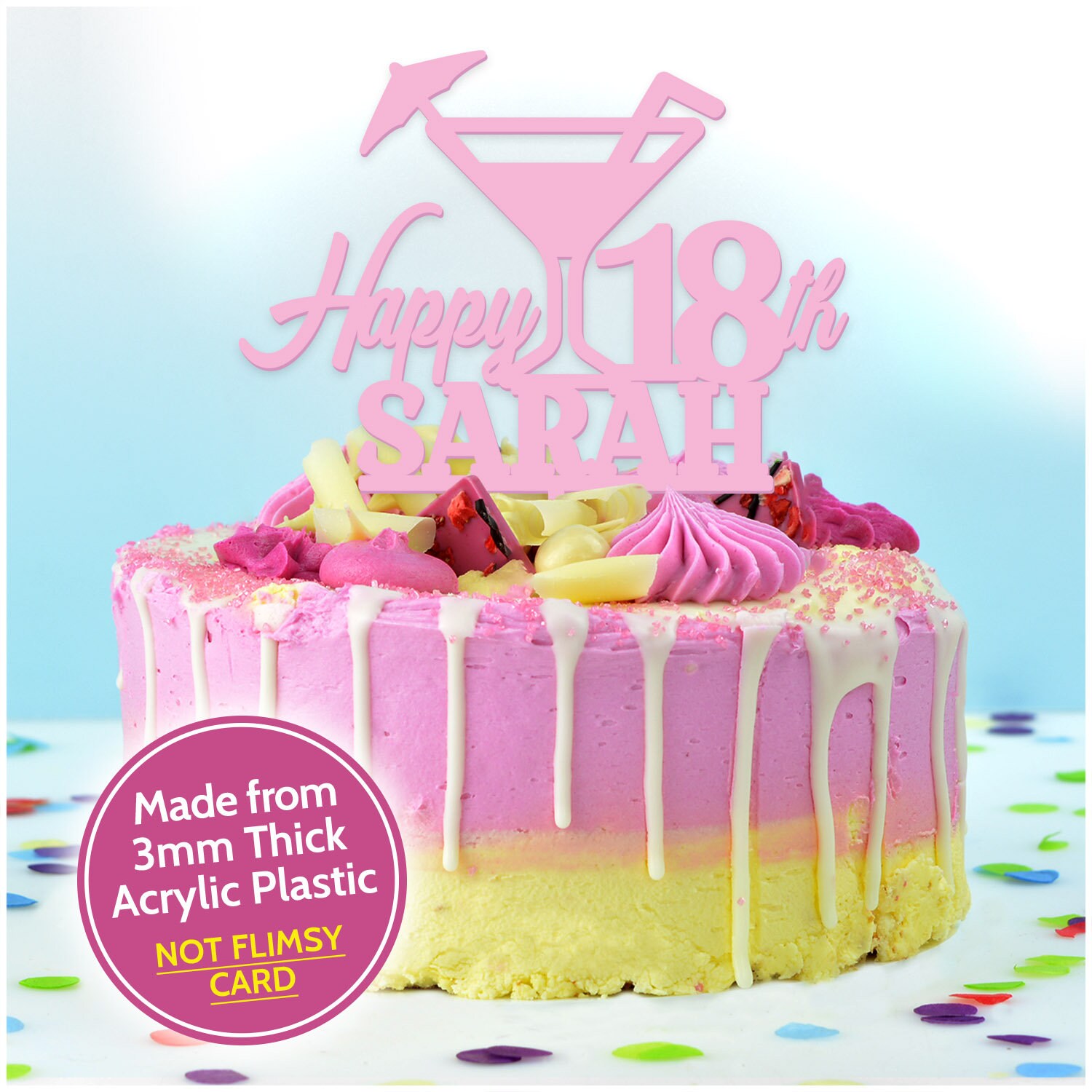 18th Birthday Cocktail Cake Topper PERSONALISED 21st 30th - Etsy UK