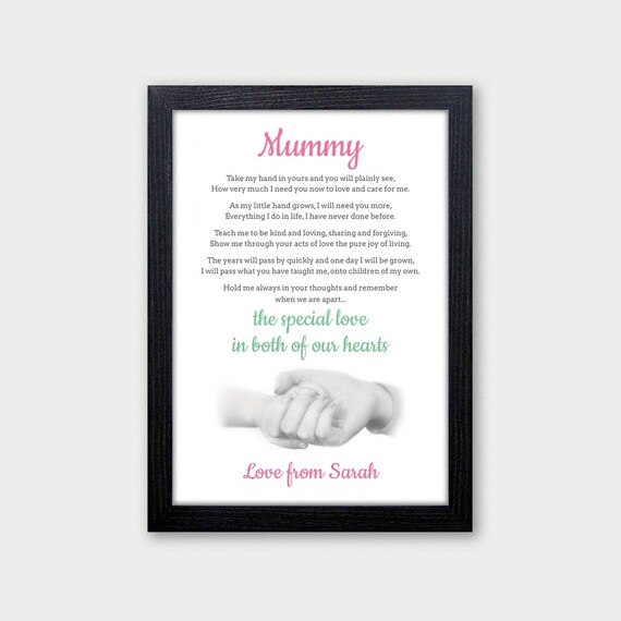 Mummy Poem Gifts Personalised Holding Hands Gifts for Mum | Etsy