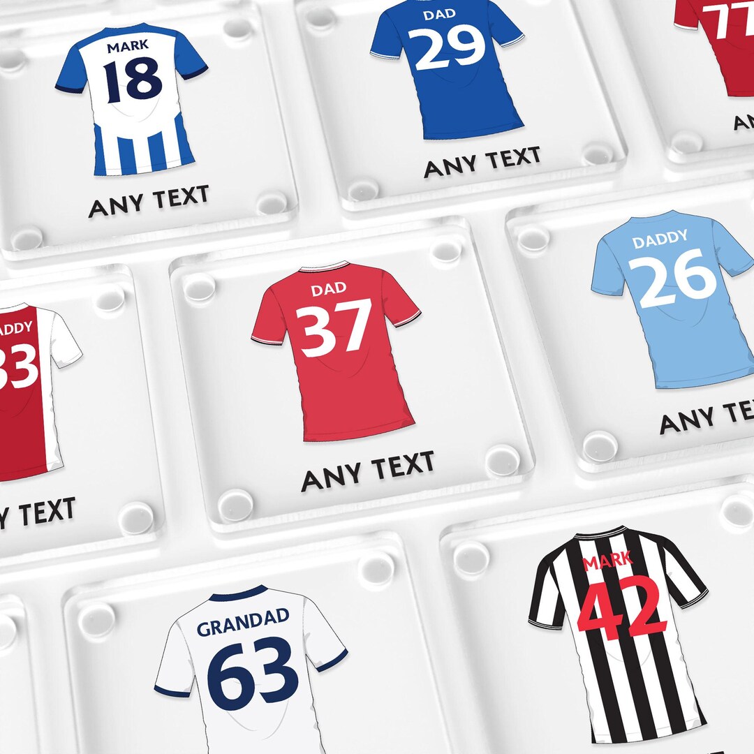 Football Shirt Coaster, 12 Designs, Personalised Football Gifts, Daddy ...