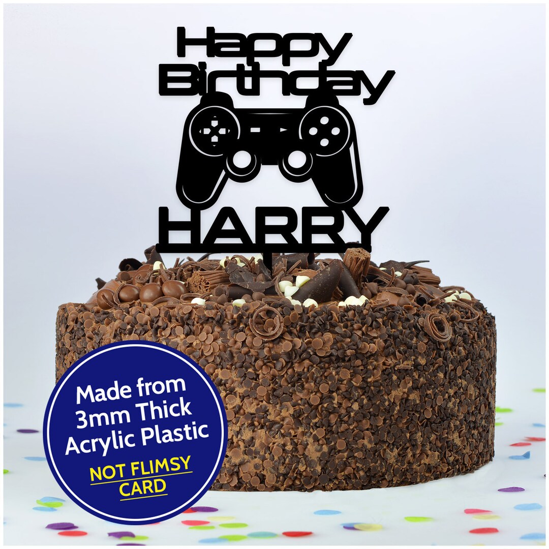 Game Controller Cake Topper, Personalised Acrylic Boys Birthday Cake ...