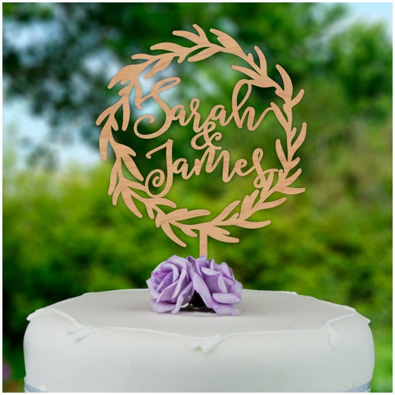 Party Décor Personalized Engagement Cake Topper Wedding Wooden Cake ...
