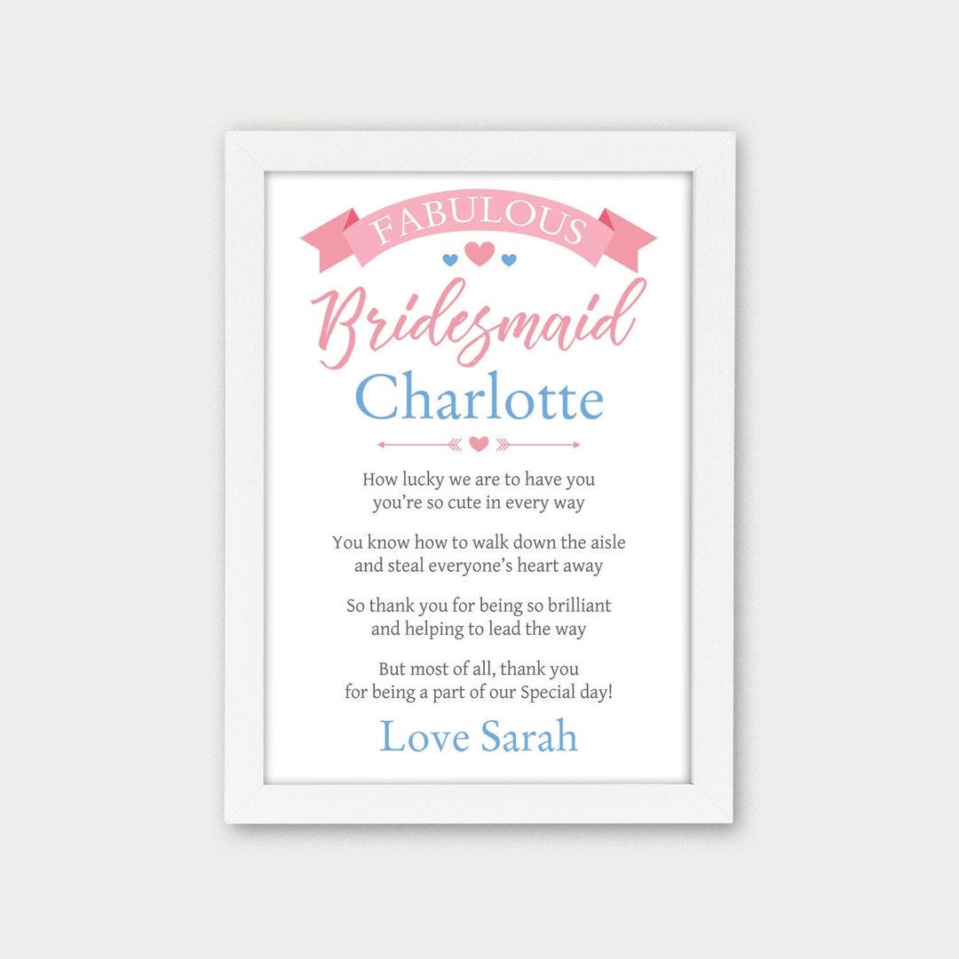 Bridesmaid Poem Gifts Personalised Poem Gifts for Bridesmaid, Flower ...