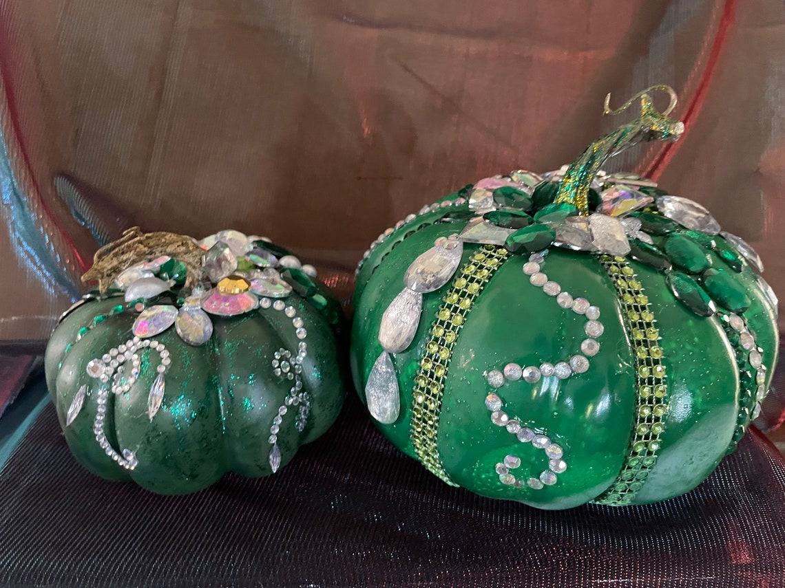 Emerald Green Embellished Pumpkins -2 for 1! - Etsy