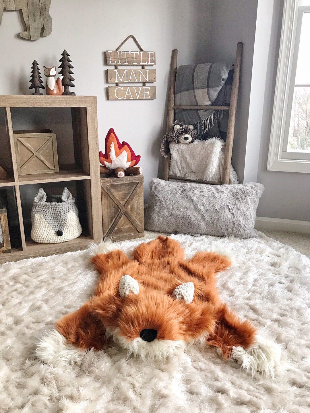 Small Fox Rug for Nursery, Fox Rug Blanket | Woodland Nursery Decor - Etsy