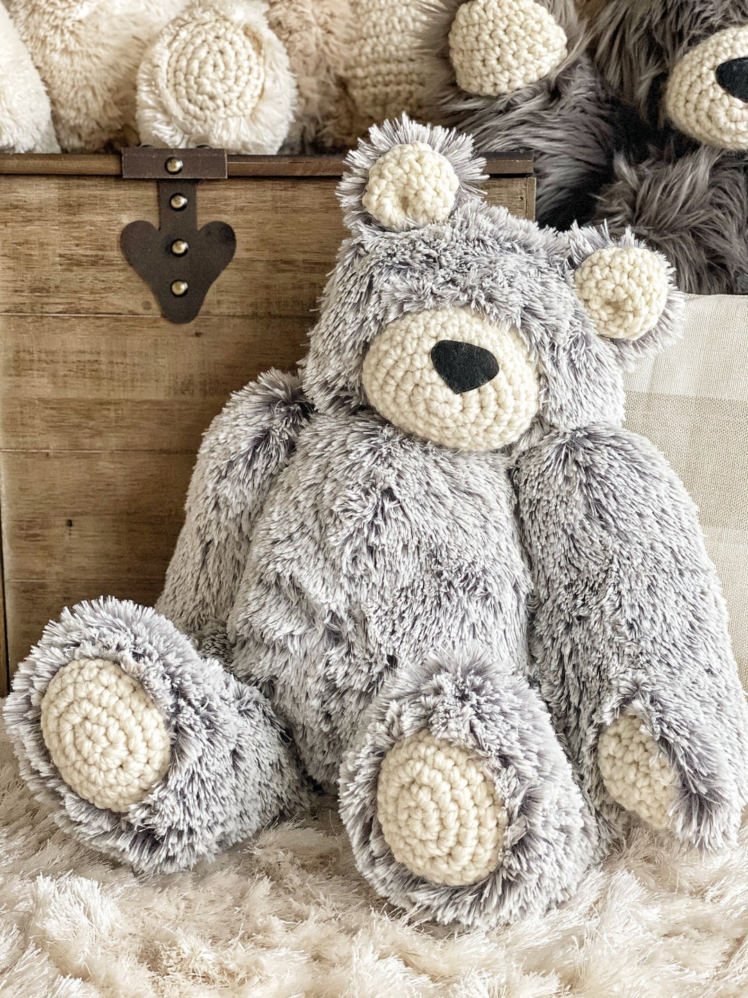 Giant Teddy Bear: Gray Jointed Bear Plush, Claraloo Woodland Nursery ...