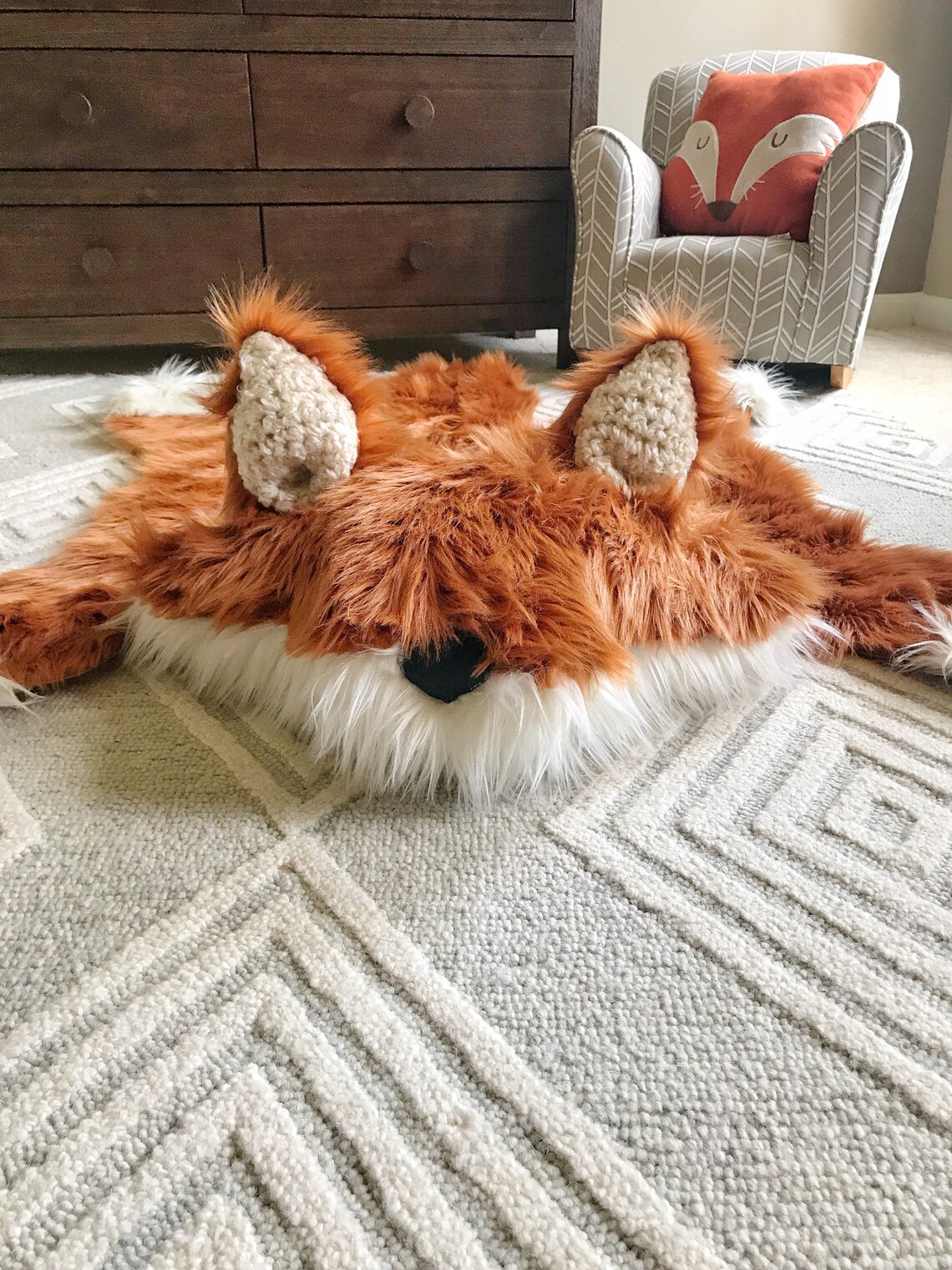 Fox Rug Faux Fox Rug Woodland Camping Nursery Fox Baby Room - Etsy