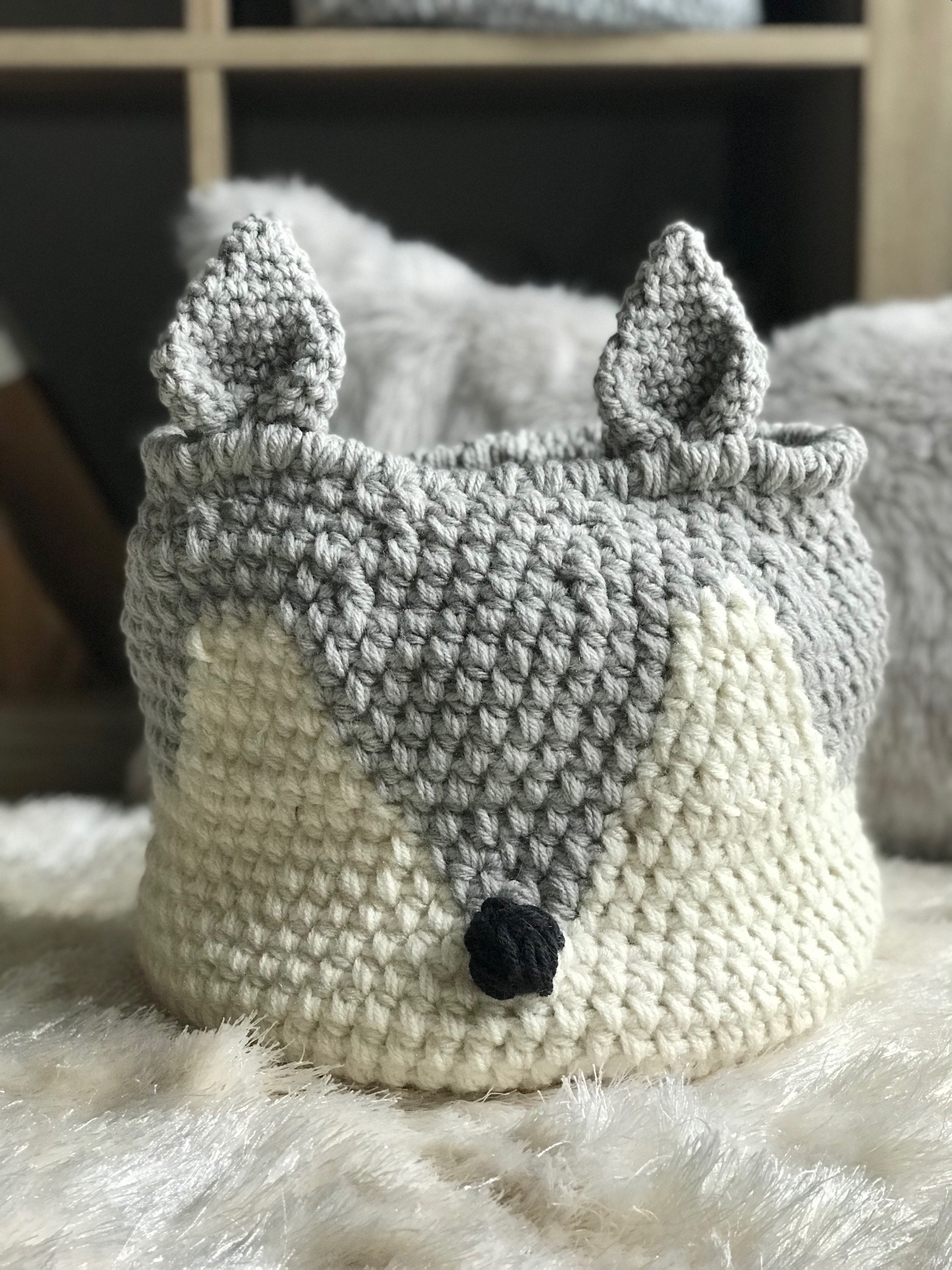Grey Fox Basket Crochet Basket Fox Nursery Decor - Etsy UK