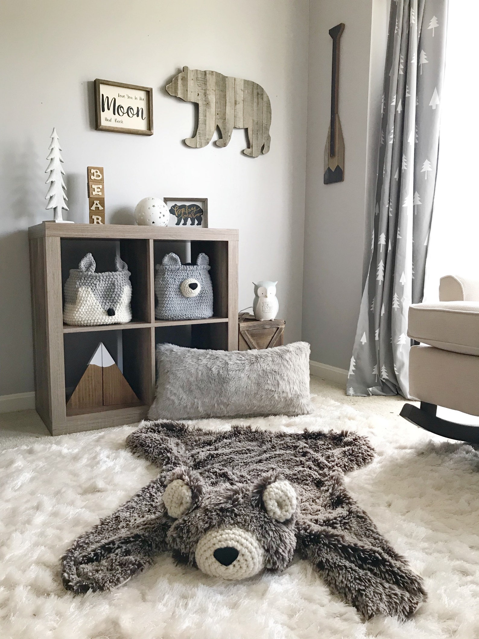 Grey Fox Basket Crochet Basket Fox Nursery Decor - Etsy UK