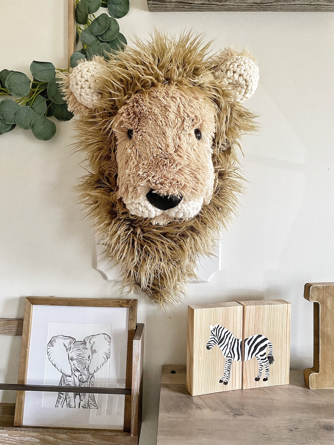 Faux Lion Taxidermy Plush Lion Head Wall Mount Lion Nursery - Etsy Norway
