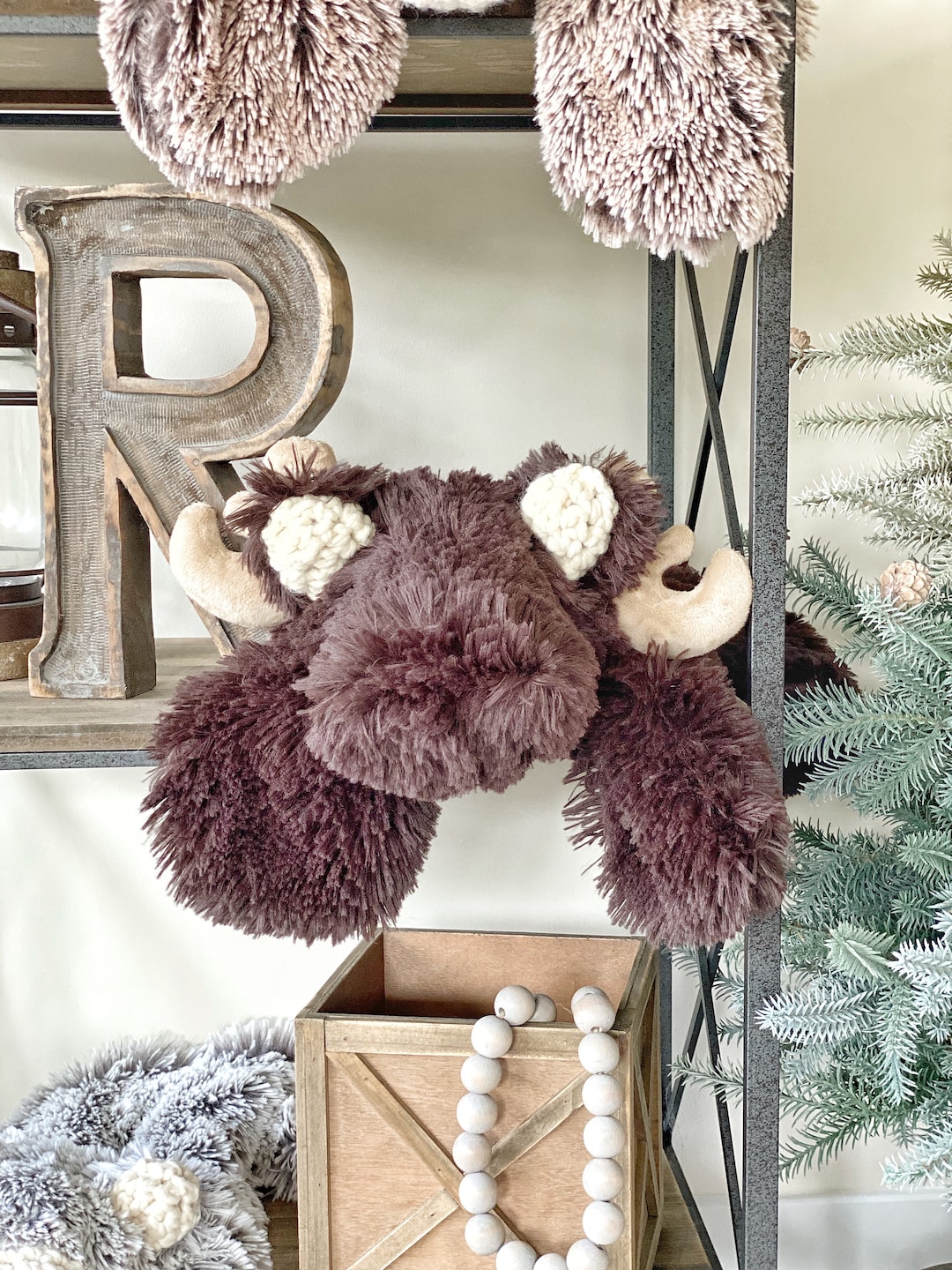 Moose Rug Lovey - Big Lovey - Plush Moose - Woodland Nursery Decor - Etsy