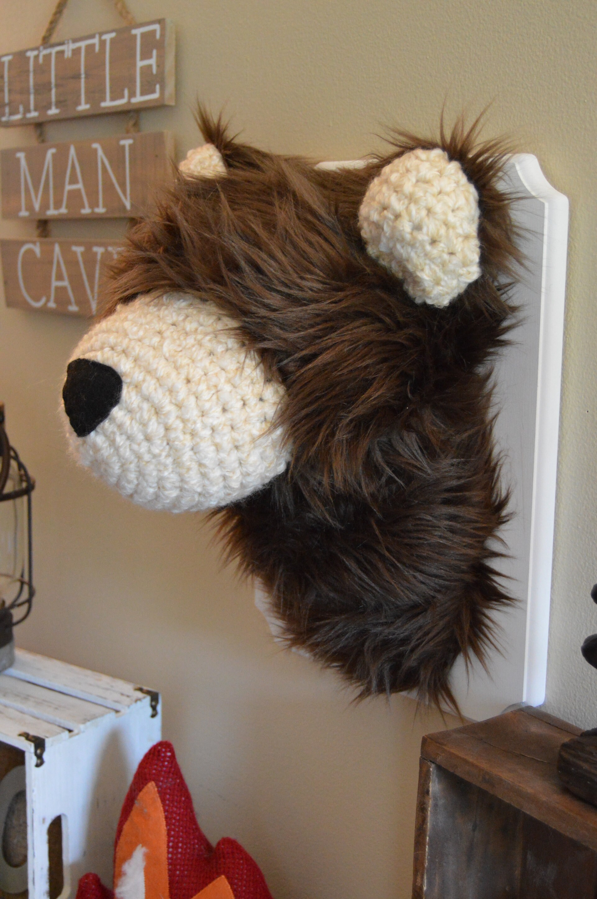 Brown Grizzly Bear Faux Taxidermy Plush Bear Head Wall Decor | Etsy