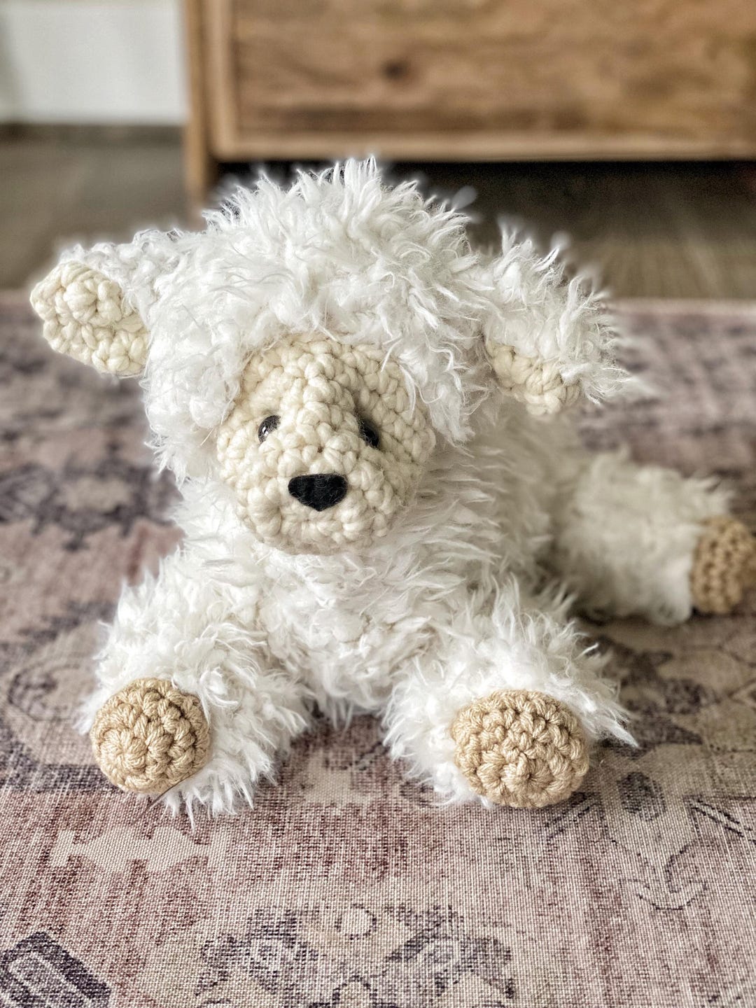 Ivory Sheep Plush: Crochet Face Lamb Stuffed Animal, 20 Inch - Etsy