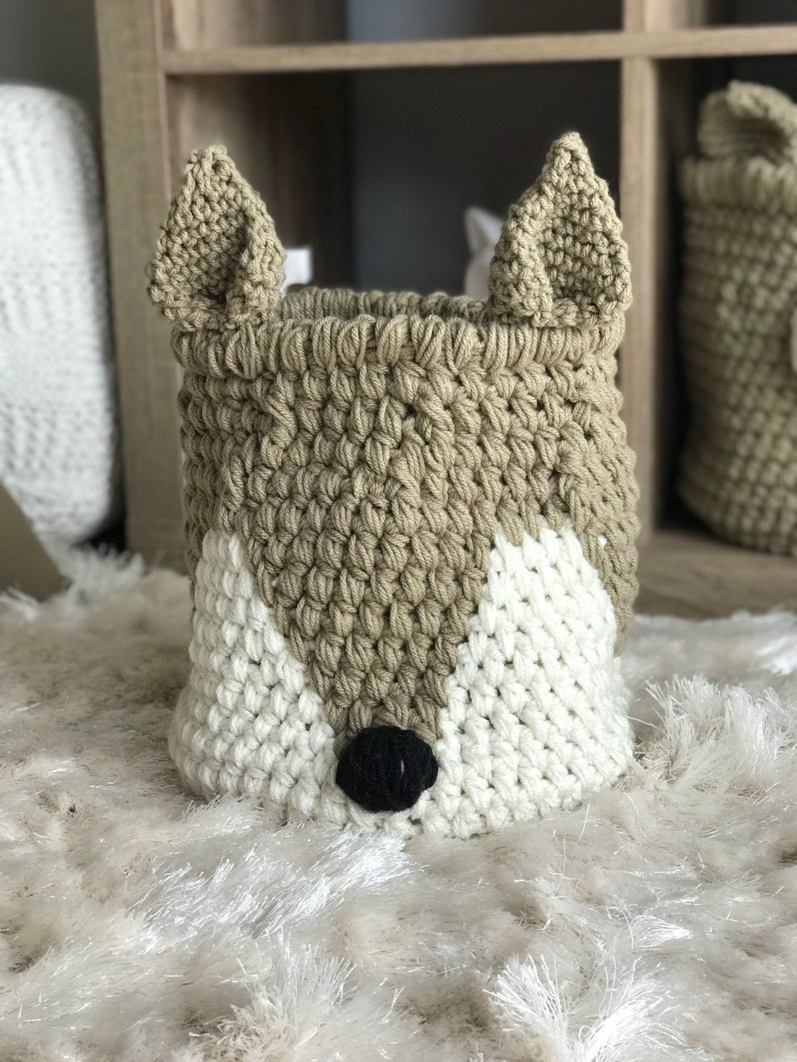 Tan Fox Basket Crochet Basket Nursery Decor Claraloo | Etsy