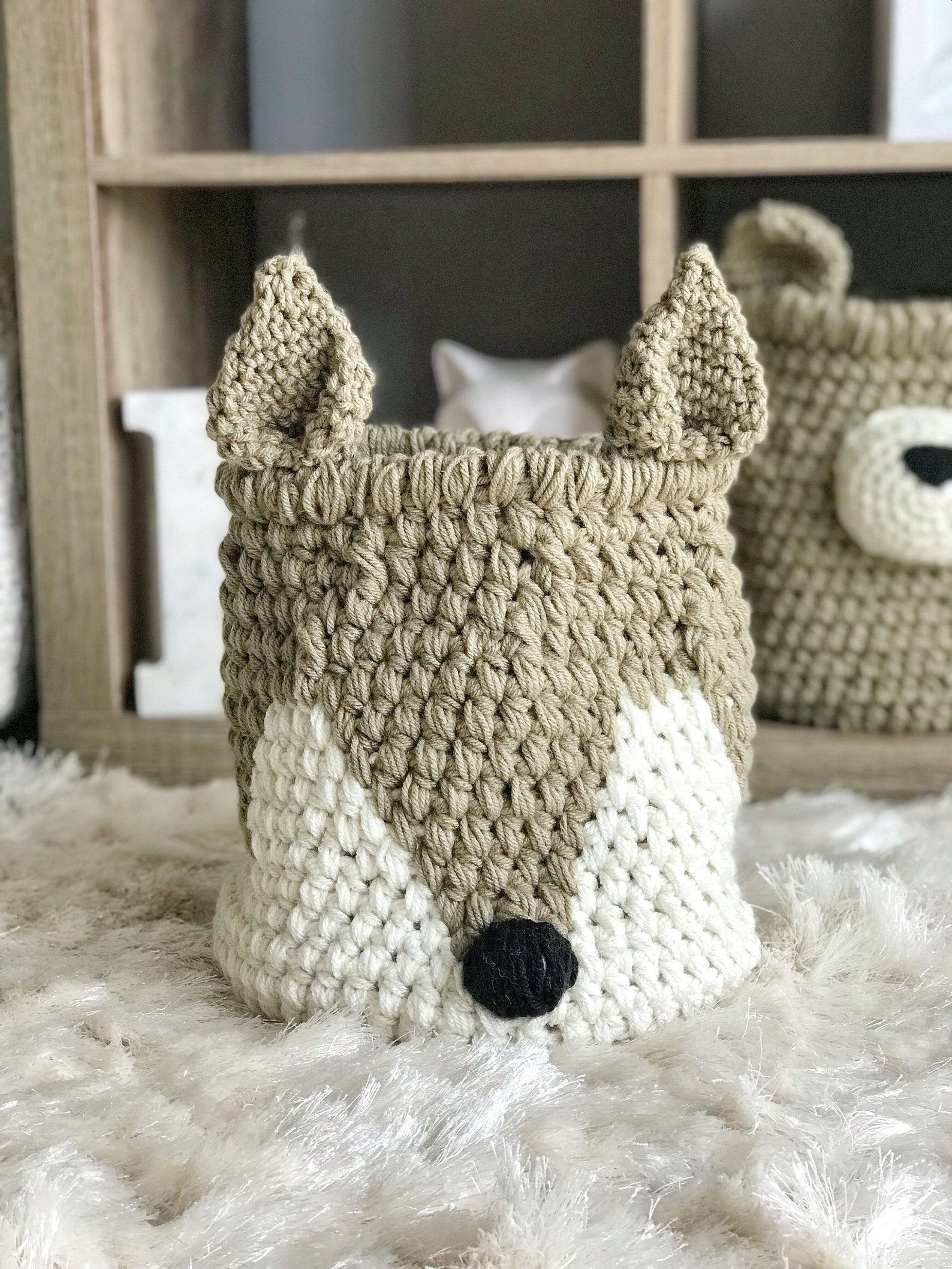 Tan Fox Basket Crochet Basket Nursery Decor Claraloo | Etsy