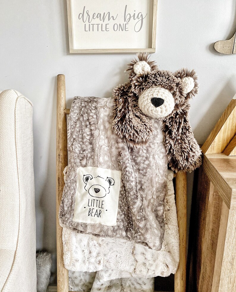 Faux Fur Baby Blanket: Plush Animal Print Lovey - Woodland Nursery ...