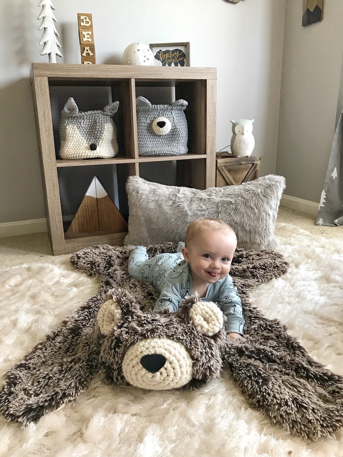 Grey Fox Basket Crochet Basket Fox Nursery Decor - Etsy UK