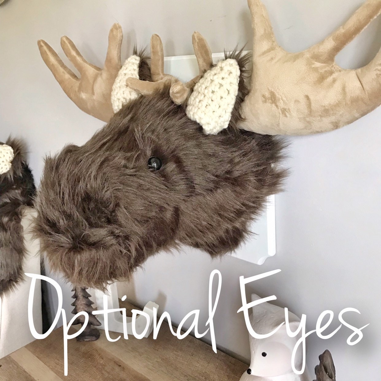 Faux_taxidermy Moose Plush Wall Mount Woodland Nusery - Etsy