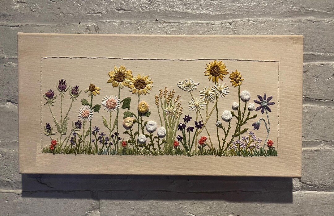 Field Flowers Embroidery on Canvas - Etsy