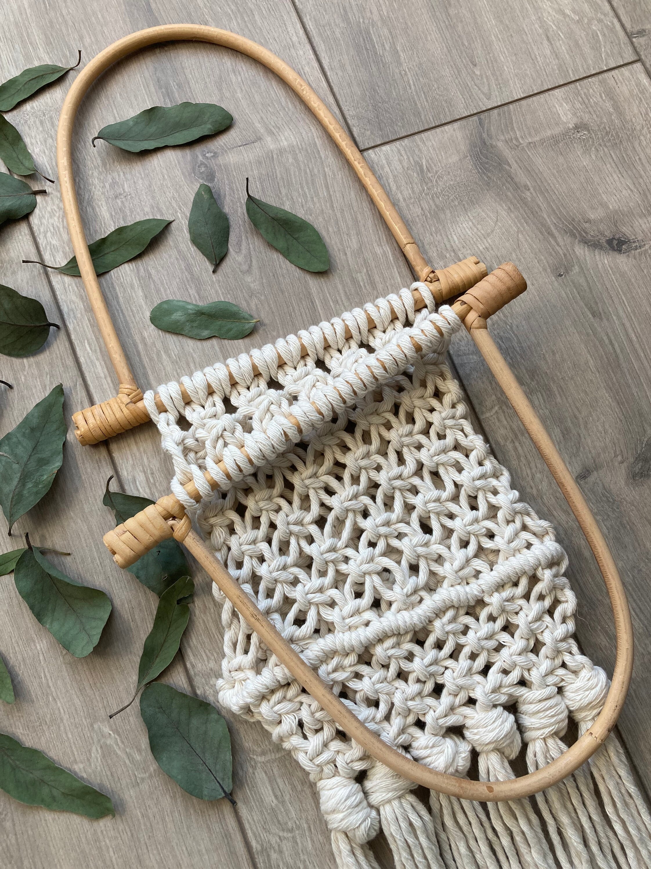 Boho Macrame Bamboo Handle Daytime Summer Bag - Etsy