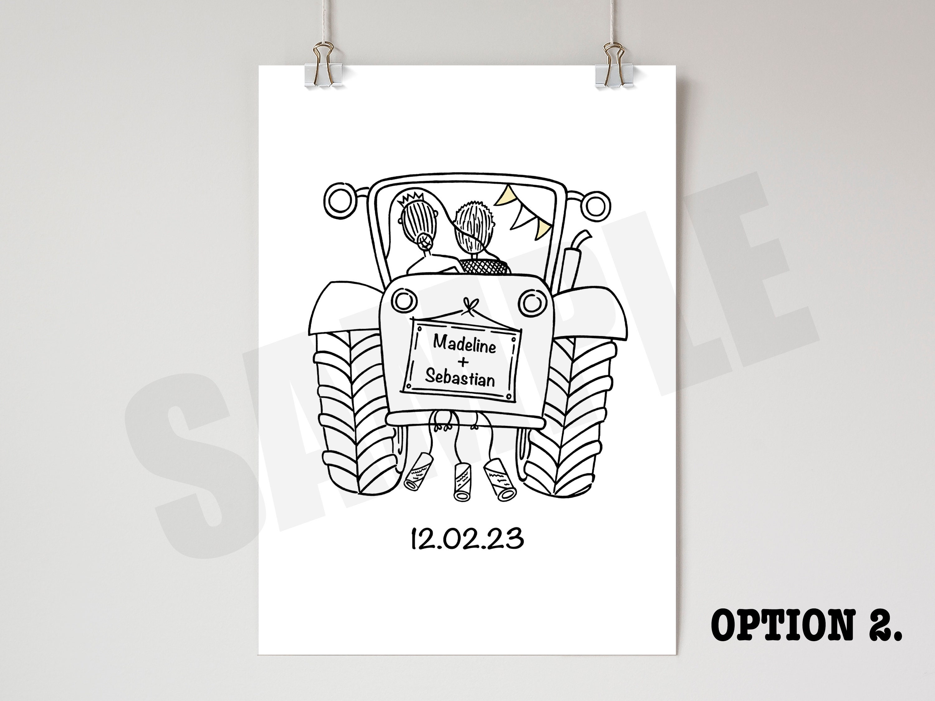 Digital Download Personalised Wedding Tractor A4 Sized Printable Poster ...