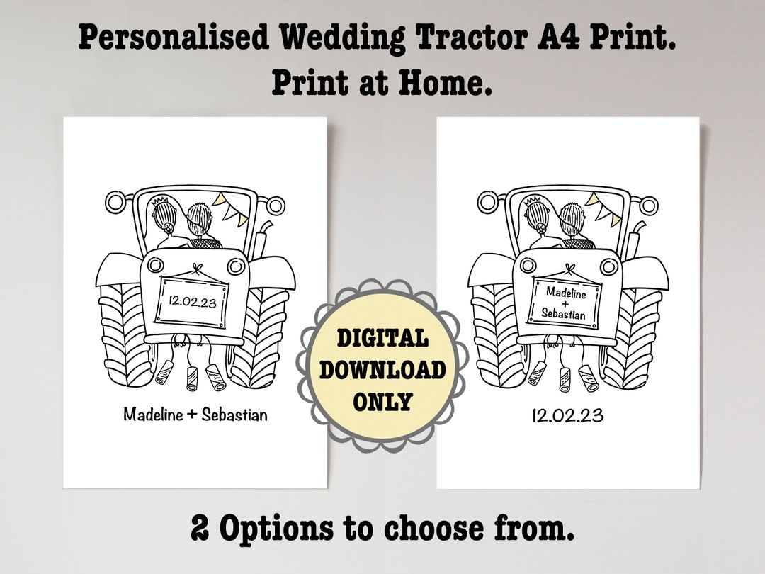 Digital Download Personalised Wedding Tractor A4 Sized - Etsy