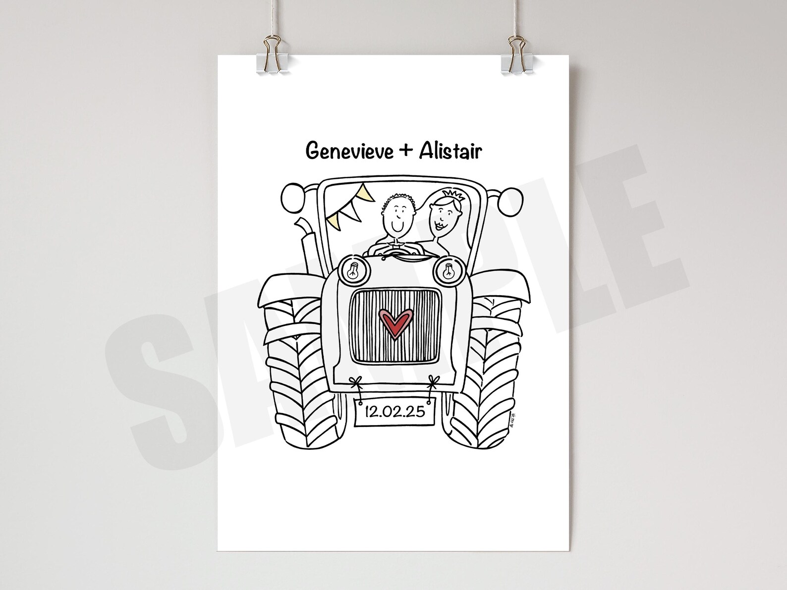 Digital Download Personalised Wedding Tractor A4 Sized Printable Poster ...