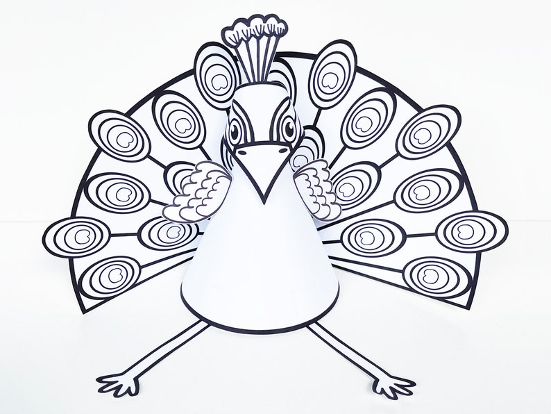 Digital Download A4 Sized Colour in and Make a Peacock, Printable ...