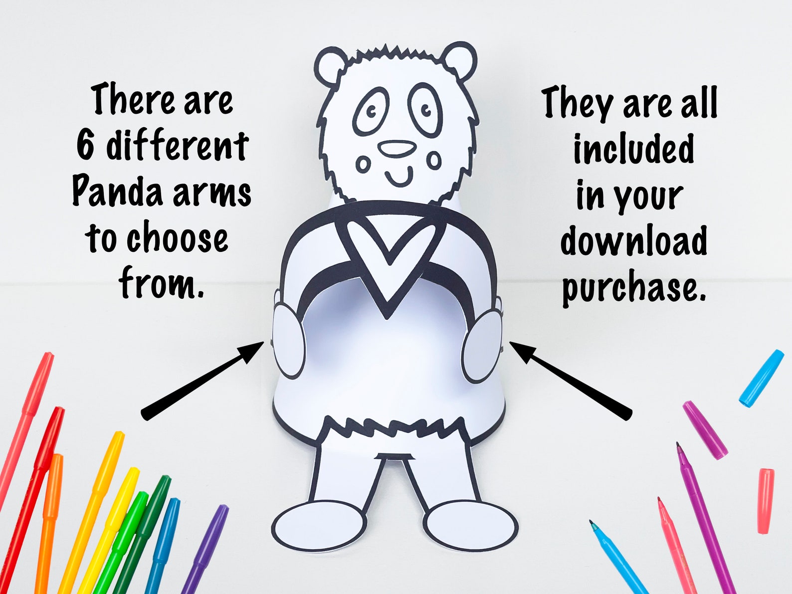 PANDA - Digital Download - Print at Home, Colour in and Make. Make a ...