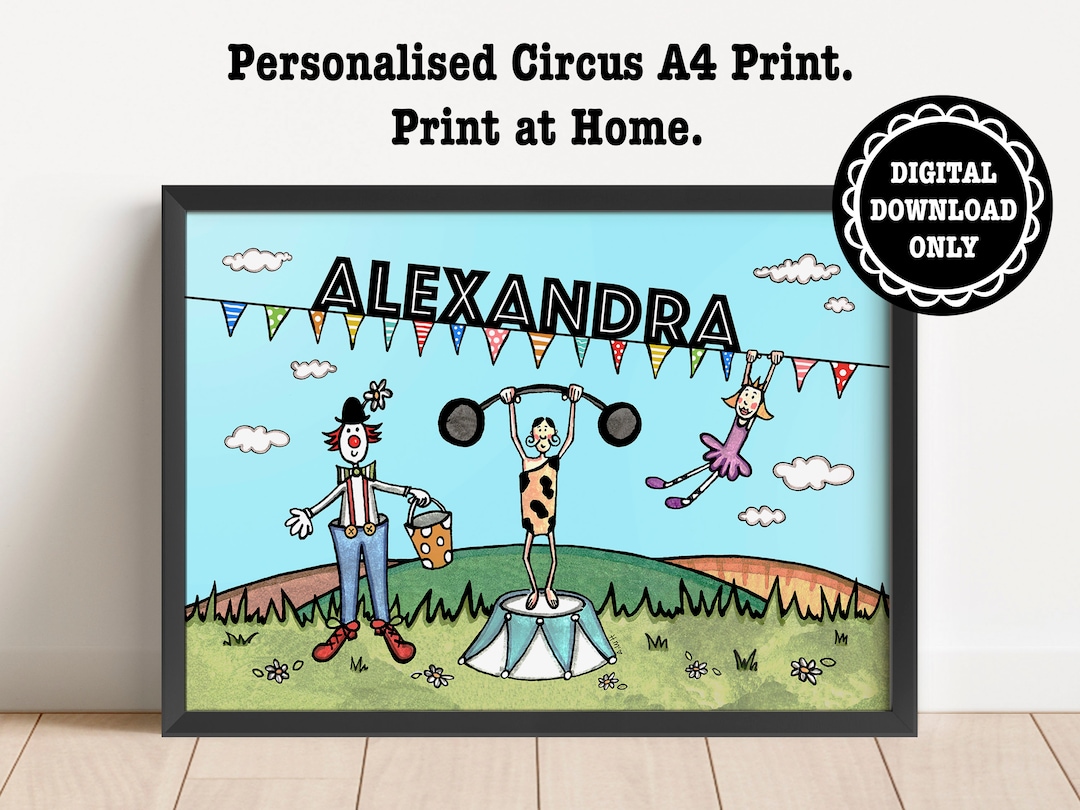 Digital Download Personalised Circus A4 Sized Printable Poster, Custom ...