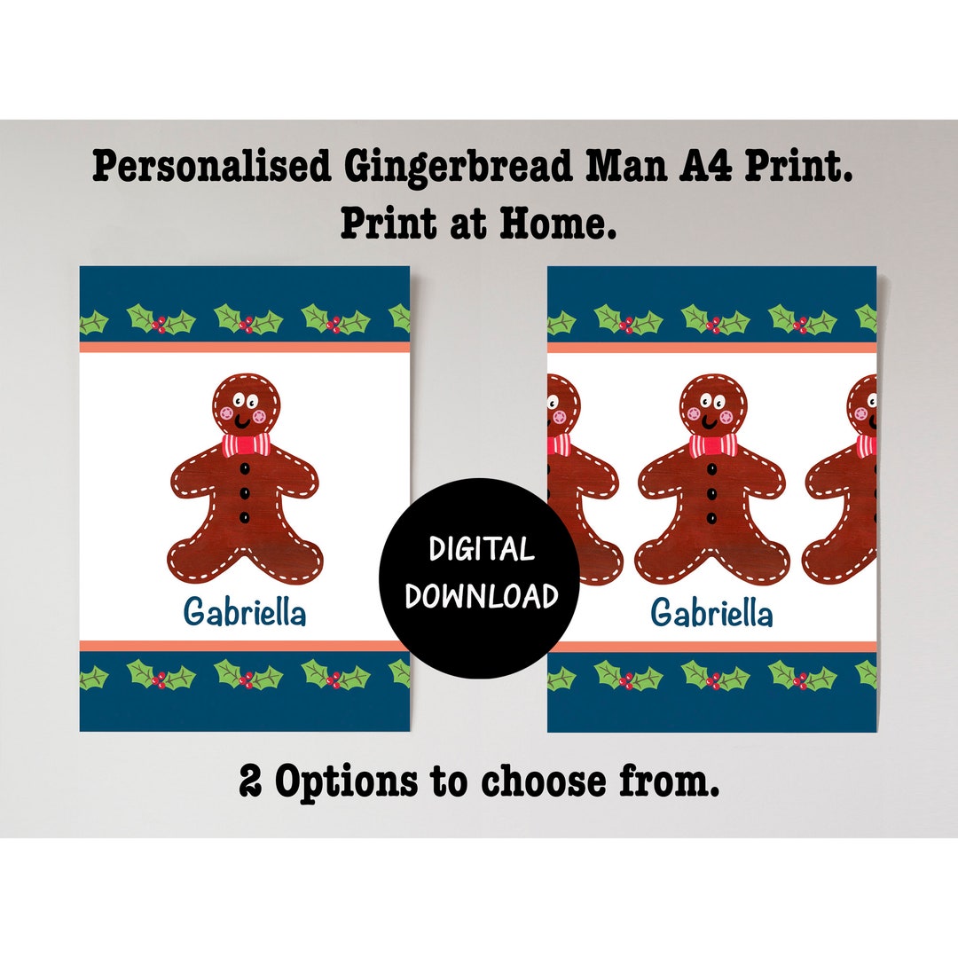 Personalised Gingerbread Man Christmas Print: A4 Digital Download - Etsy
