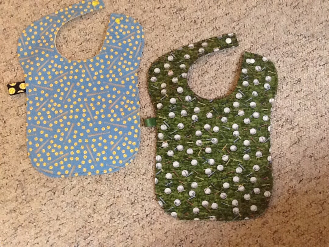 Baby Bib, Sports Bib, Softball, Golf, Bats, Tees, Green, Yellow, Blue ...