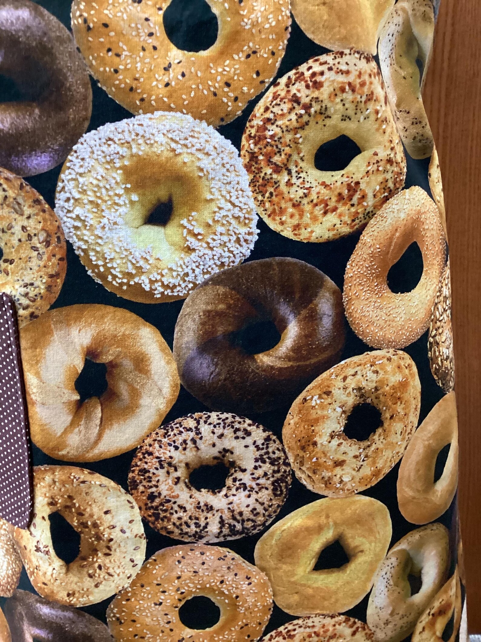 Adult Full Size Apron, Bagels, Sprinkles, Seeds, Toasted, Black, Brown ...