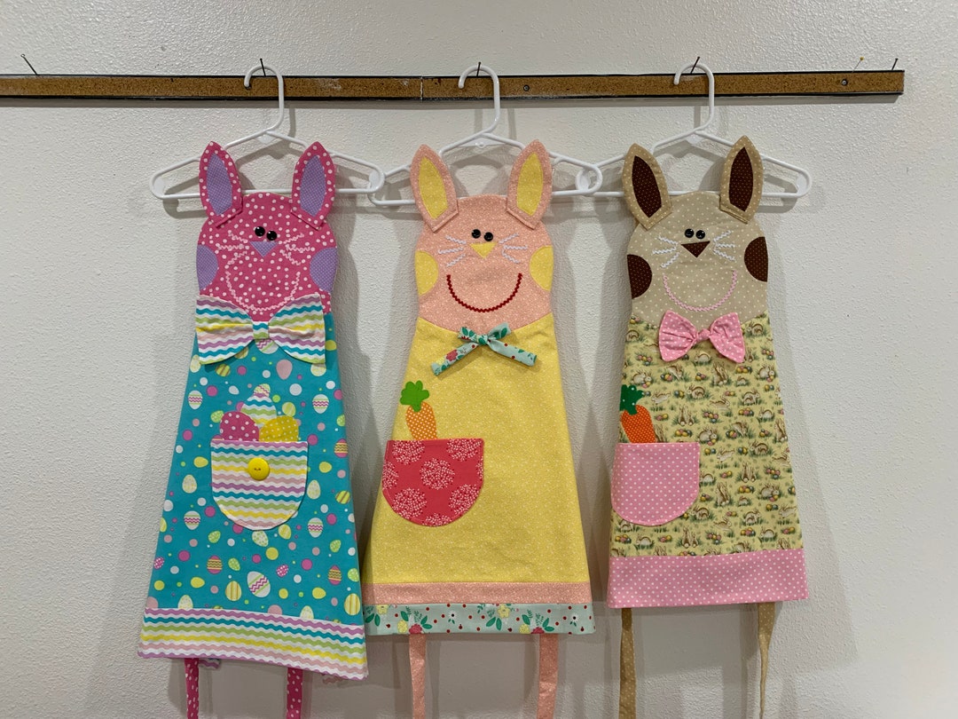 Bunny Girl Apron, Crazy Bunny, Animal Face, Easter, Eggs, Brown, Pink ...