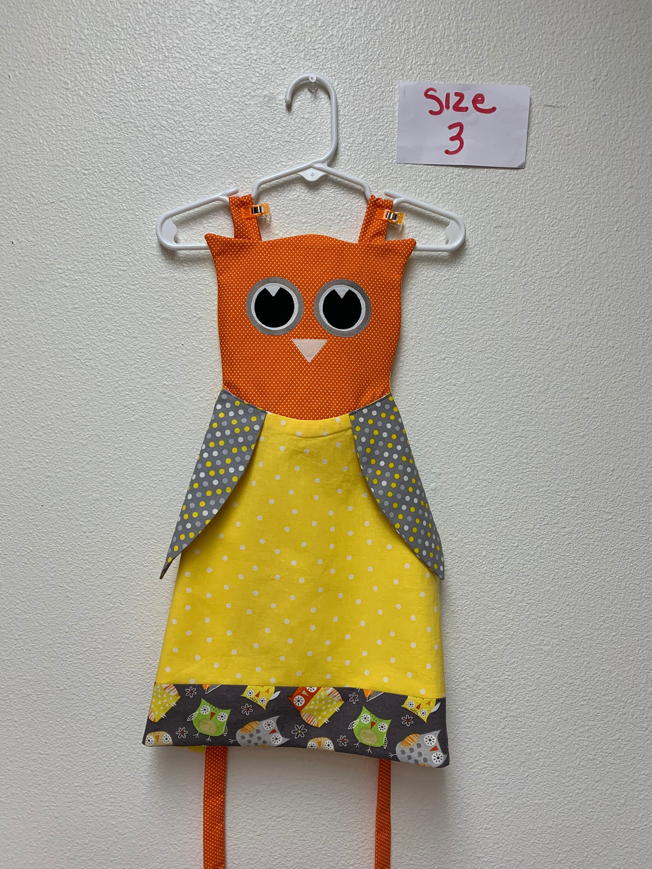 Owl Girl's Apron Animal Face Owl Face Pink Blue - Etsy