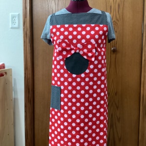 Adult Full Size Apron, Mouse. Mommy and Me, Bright Red With Large White ...
