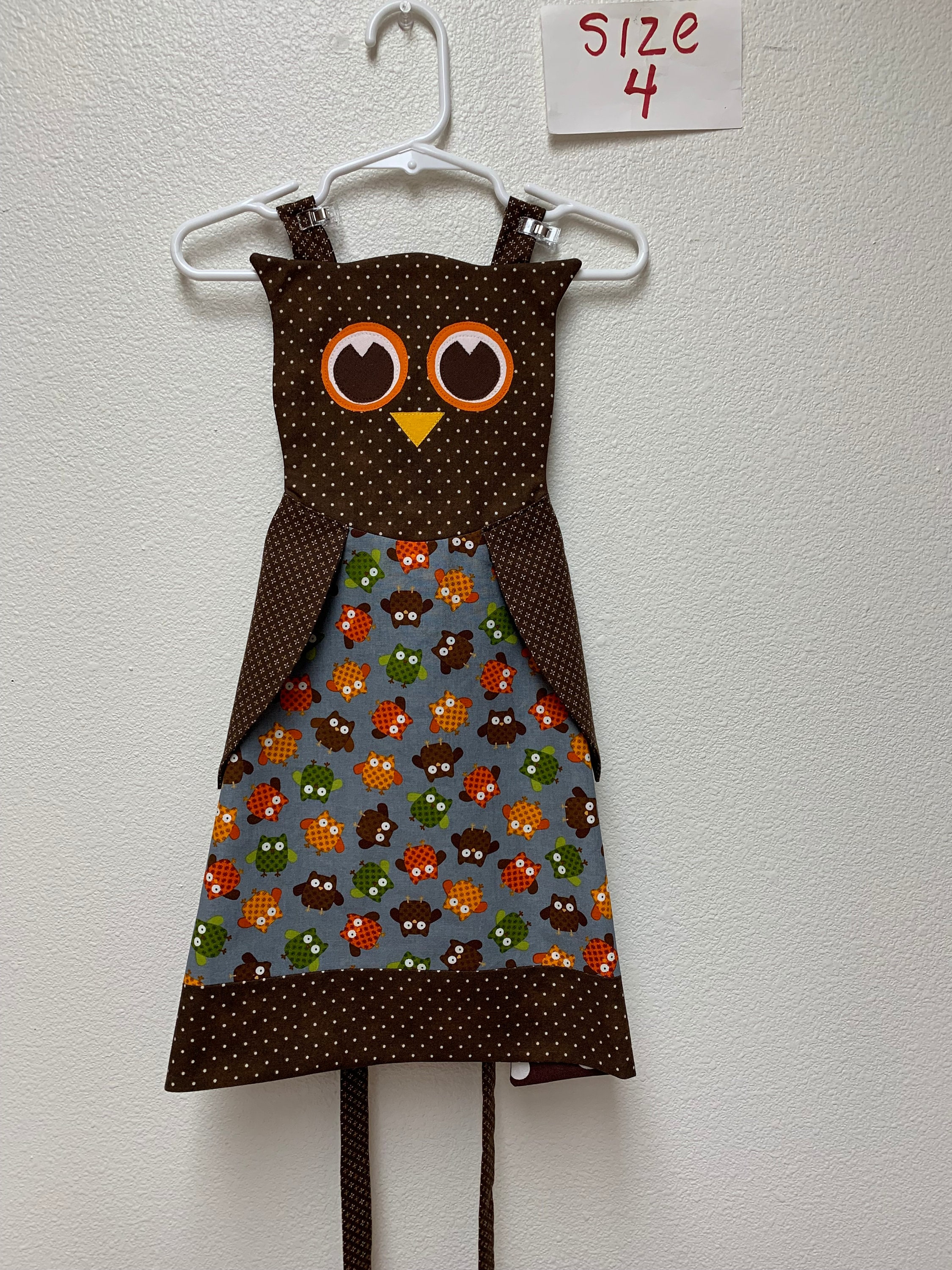 Owl Girl's Apron Animal Face Owl Face Pink Blue - Etsy