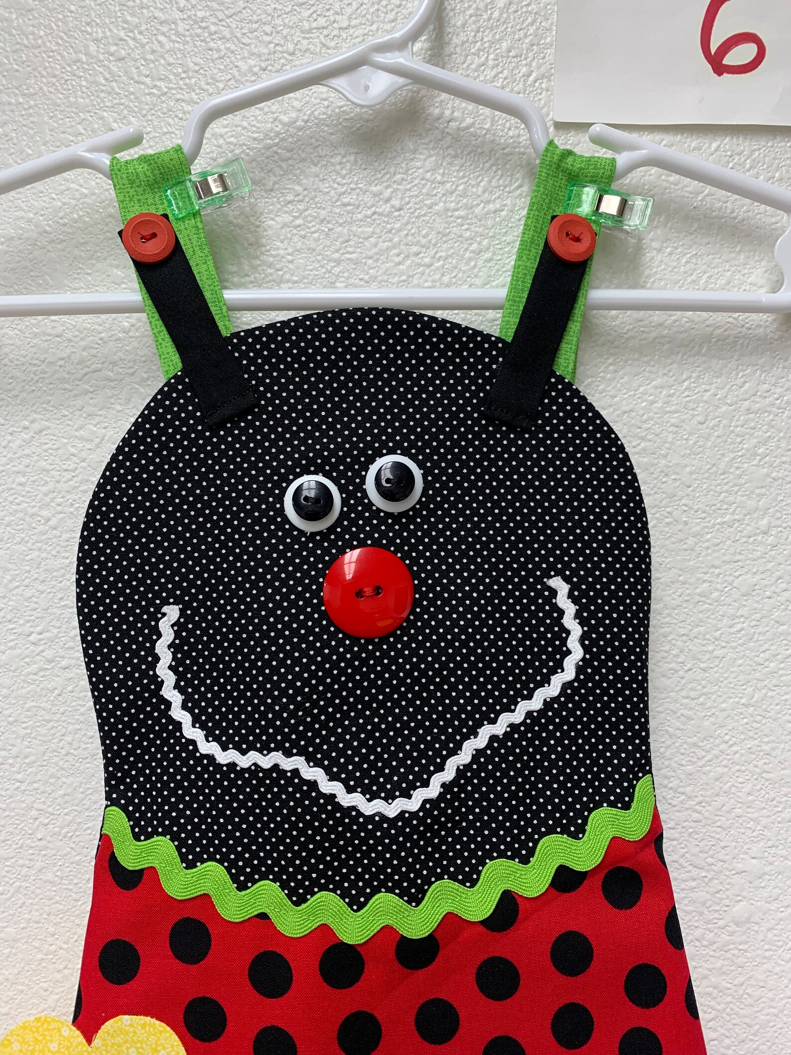 Ladybug Apron, Girl's Apron, Crazy Ladybug, Animal Face Apron, Child's ...