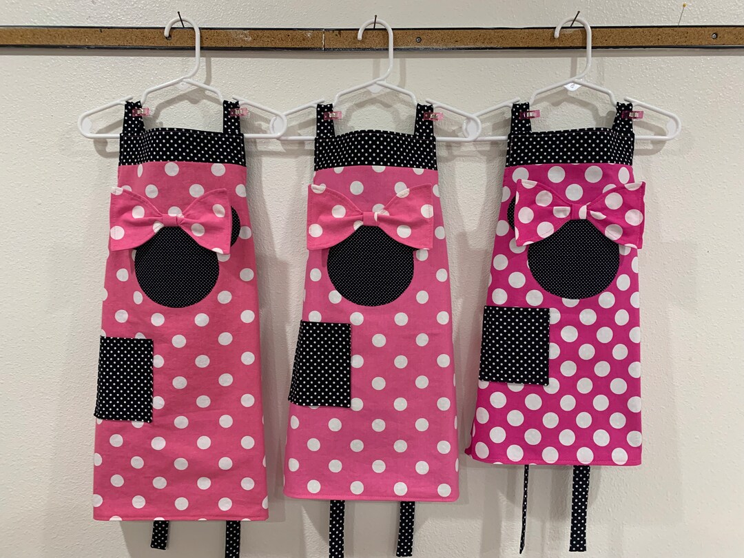 Girl's Apron Child's Apron Bright Pink Large White - Etsy UK