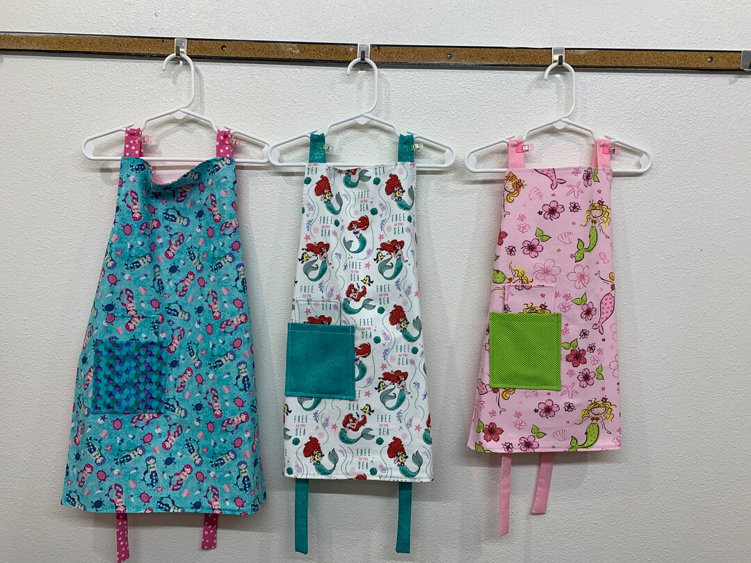 Mermaid Girls Apron, Childs Apron, Star Fish, Sea Horse, Crab, Sea ...