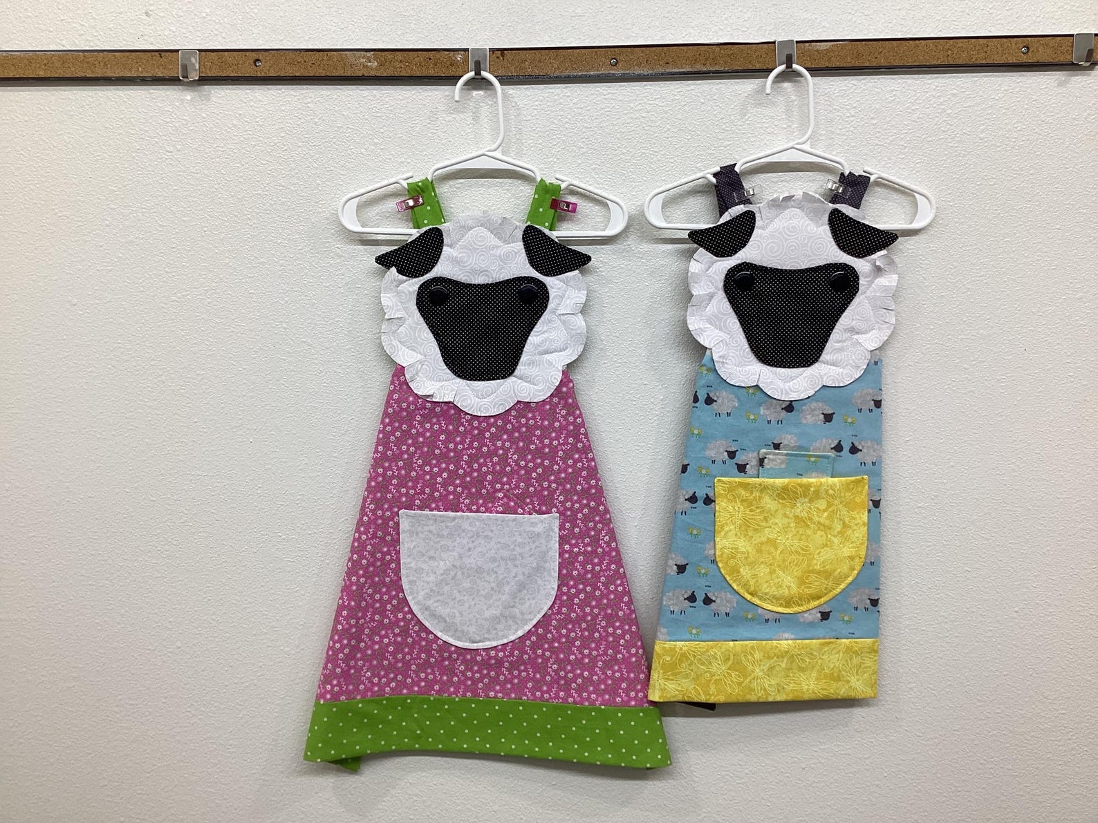 Lamb Child's Apron, Crazy Lamb, Animal Face, Sheep, Pink, Blue, Yellow ...