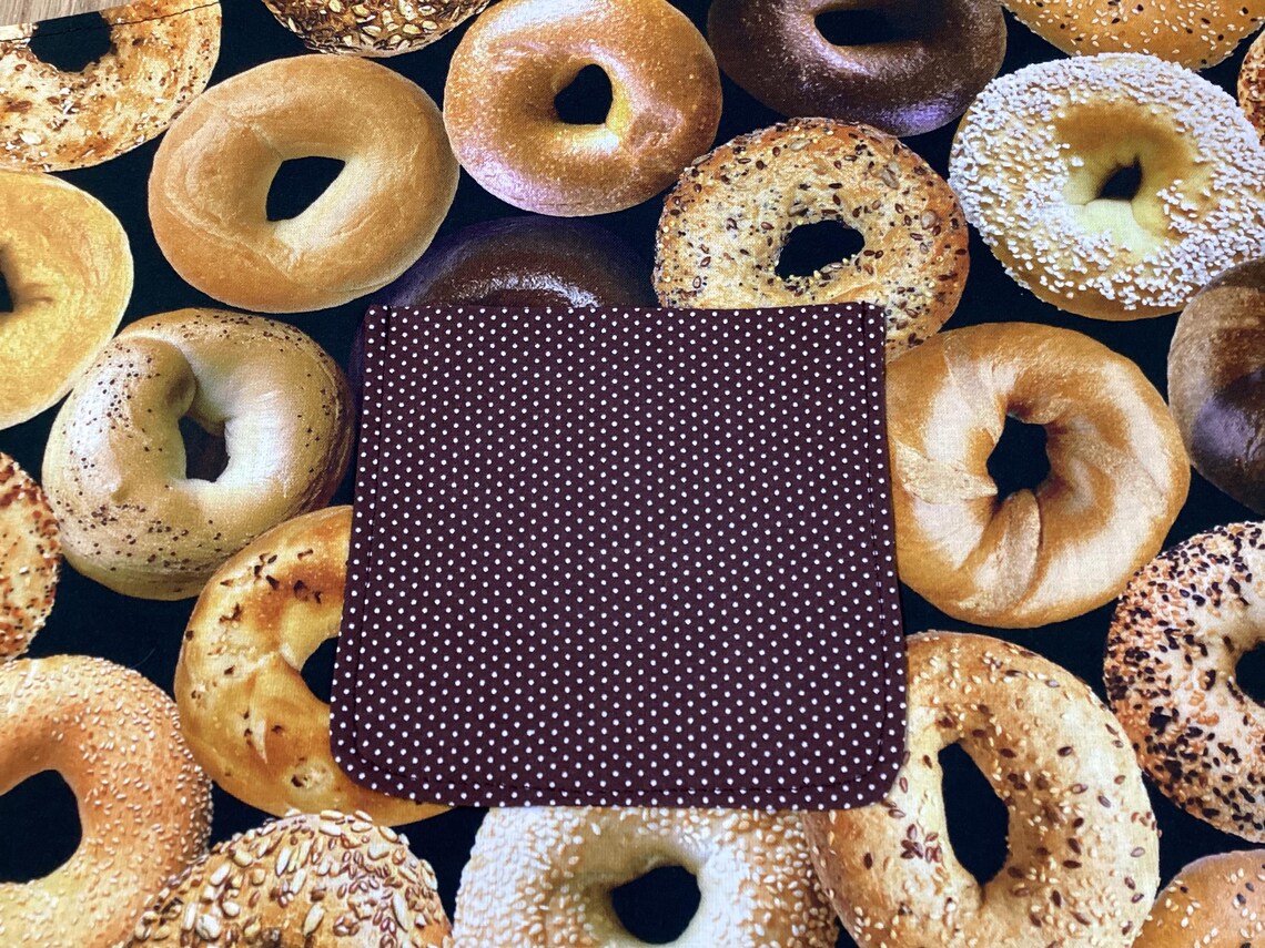 Adult Full Size Apron, Bagels, Sprinkles, Seeds, Toasted, Black, Brown ...