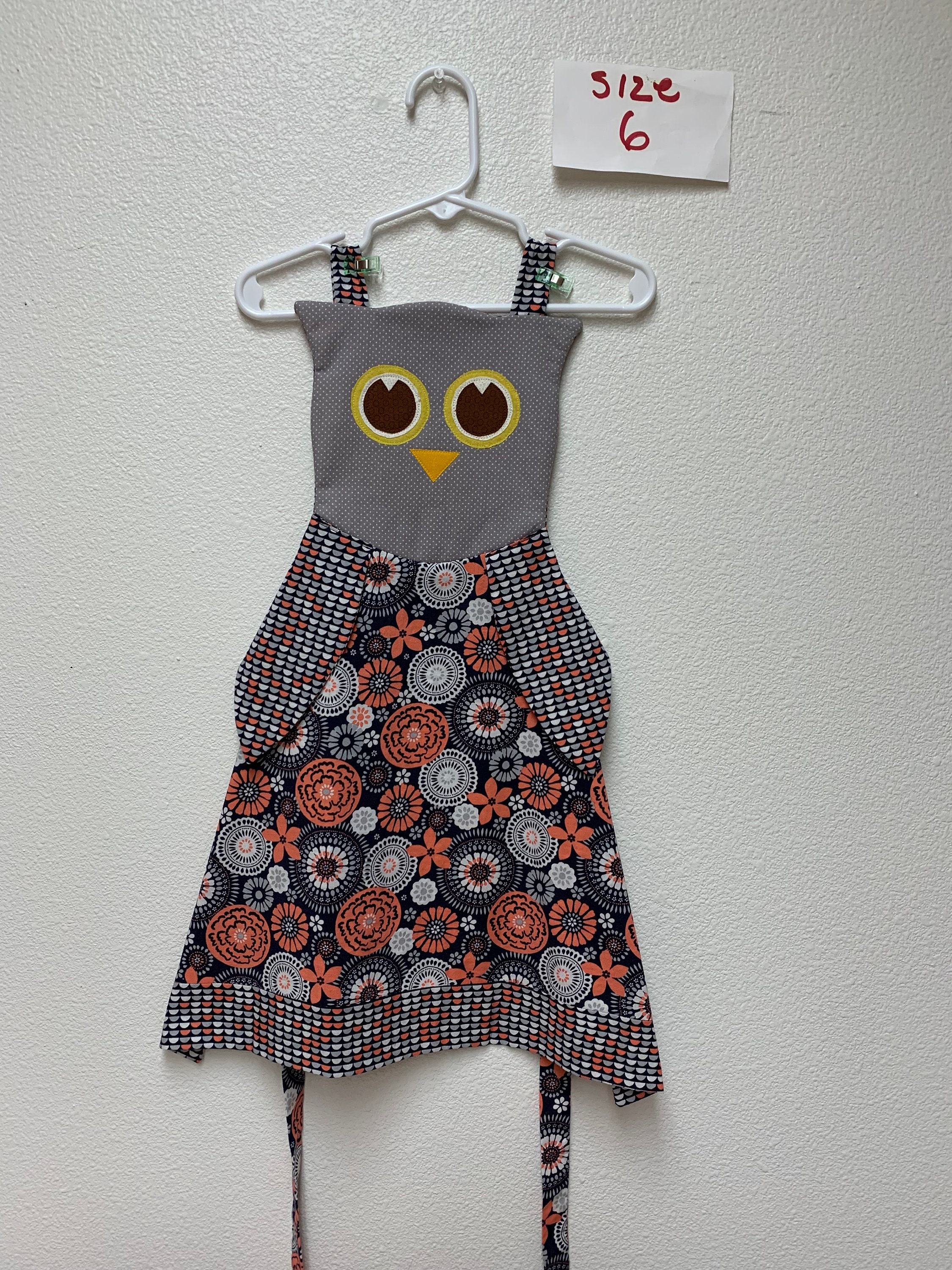 Owl Girl's Apron Animal Face Owl Face Pink Blue - Etsy