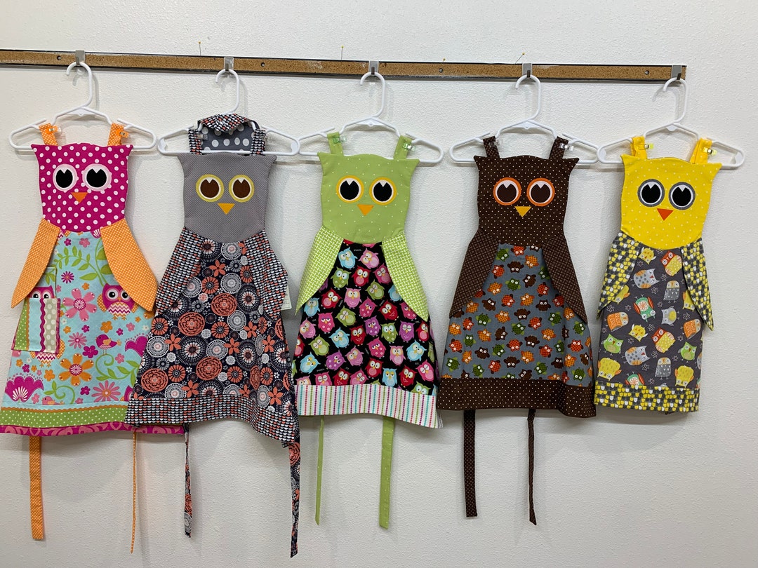 Owl Girl's Apron: Handmade Animal Face Apron, Sizes 3-8-free Bookmark ...