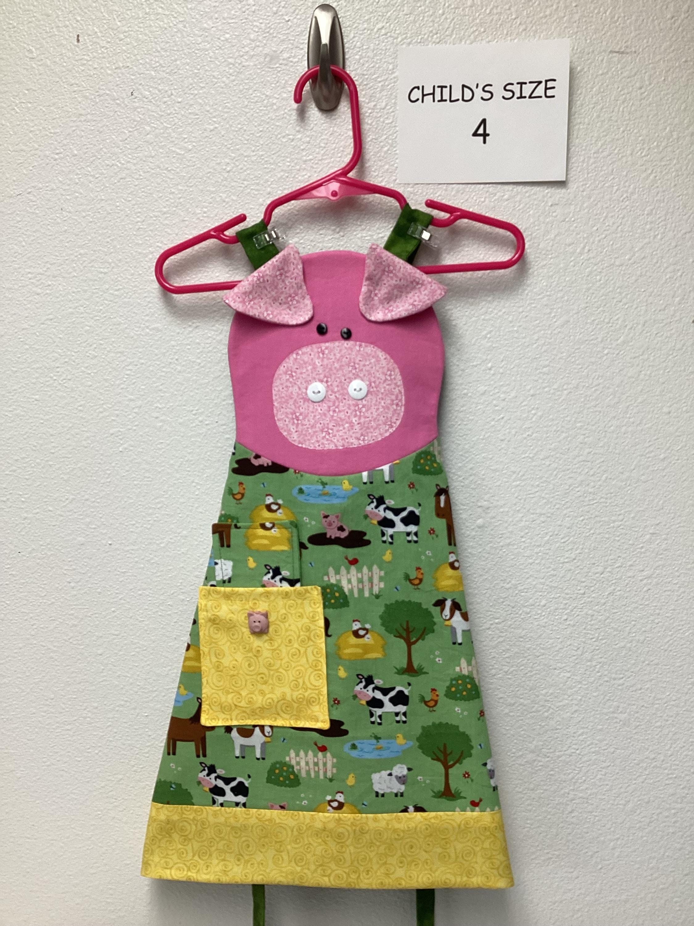 Pig Girls Apron, Boys, Crazy Pig, Farm, Animal Face, Pink Pigs, Pink ...