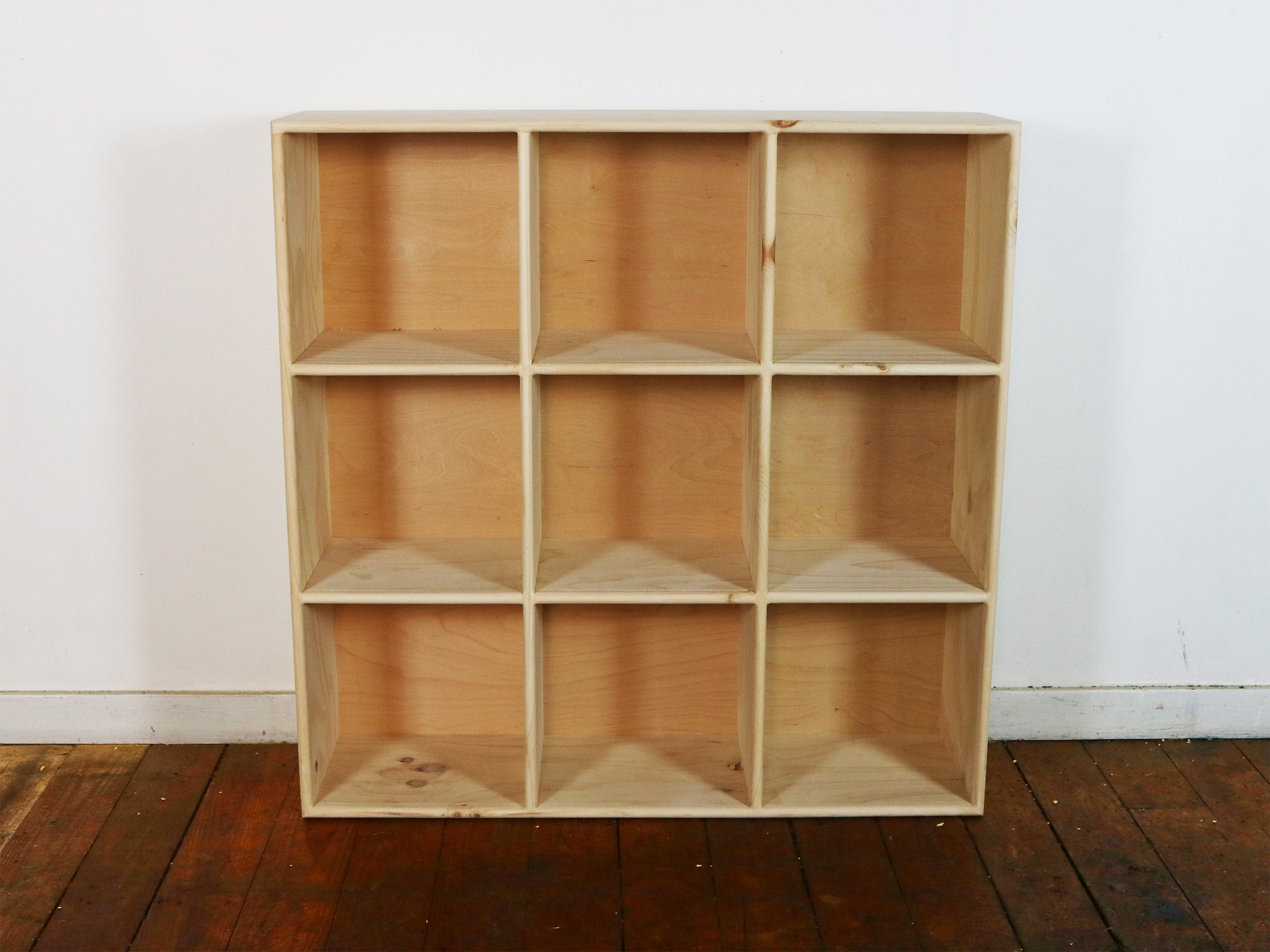 PINE 3x3 Cube Shelf Record Storage Bookcase Finished/unfinished Modern ...