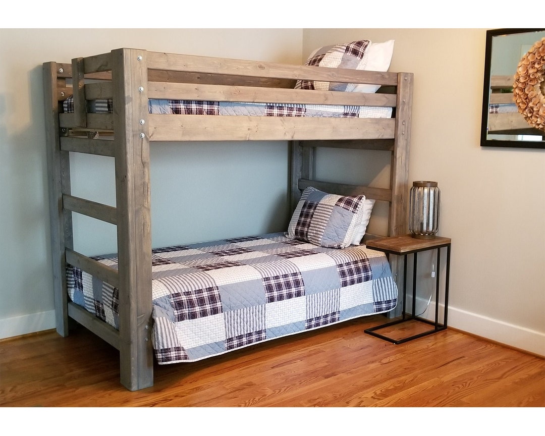 Solid White Pine Twin Bunk Bed - Modern Wood Bedroom Furniture - Etsy