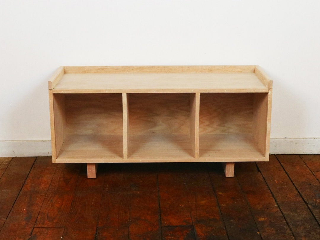 OAK Three Cube Bench/entertainment Center Finished/unfinished Modern ...